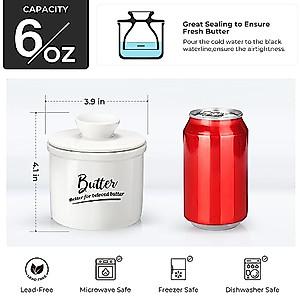 Butter Crock Butter Keeper with Knife and Perfect Silicone Seal French Butter Dish with Lid for Countertop, No More Hard Butter Good Kitchen Gift, White