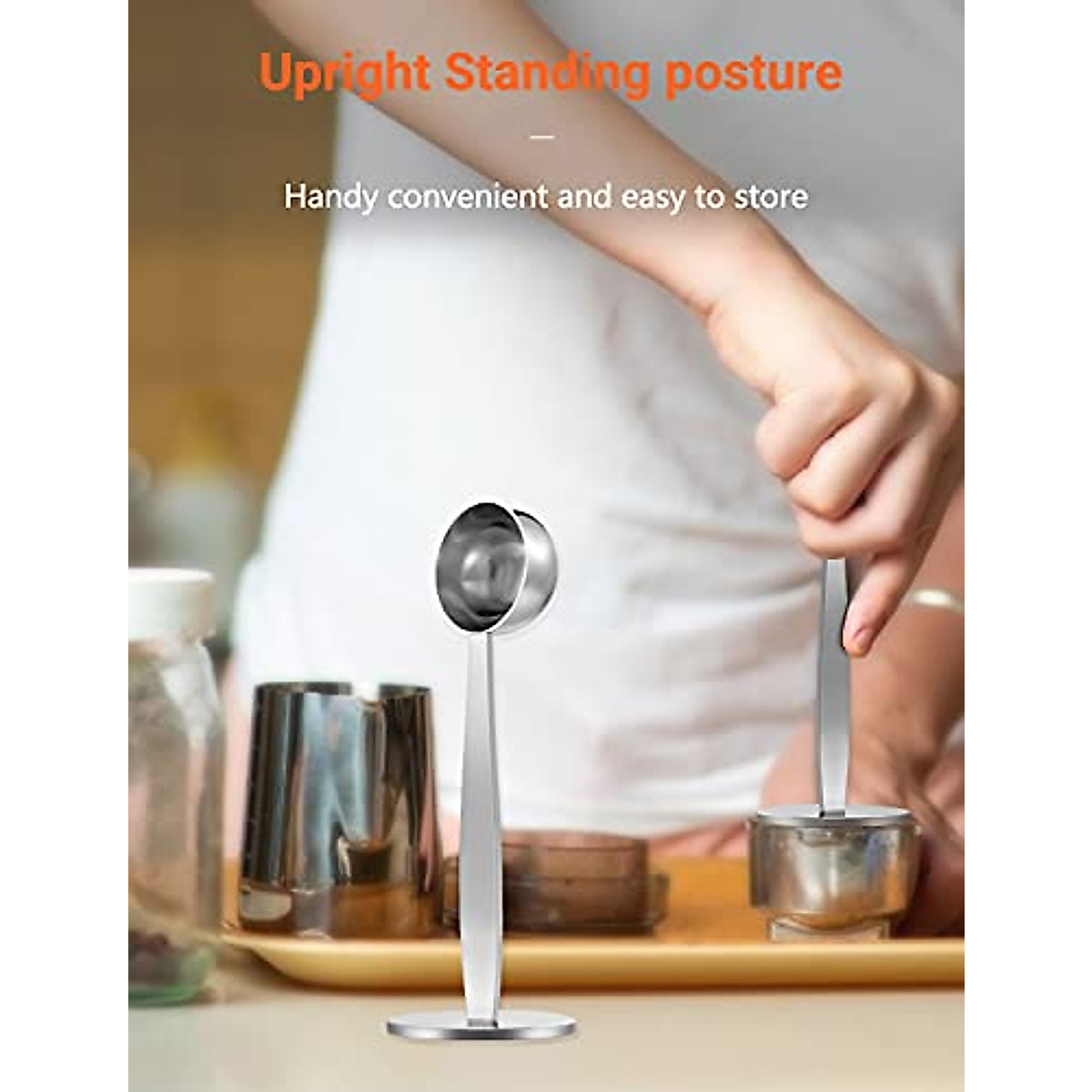 WILLIZTER Two-in-One Stainless Steel Coffee Scoop Tamping Dual-Purpose Coffee Spoon Powder Hammer Tamper Multi Function Spoon Holder Coffee Tools for Measuring and Tamping