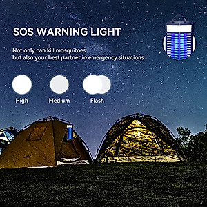 Bug Zapper, Bug Zapper Indoor, Outdoor, Mosquito Zapper, Mosquito Trap, Fly Zapper, Cordless Killer for Home Garden and Patio Use （Black）