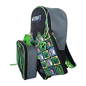Bioworld Minecraft Creepers 5pc Backpack Bookbag Set Licensed