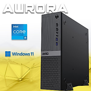 MTG Aurora Business Computer Desktop PC-Intel Core i5 8th Gen, 16GB Ram DDR4, 1TB Nvme, MTG Dual 24 Inch Monitor, MTG Wireless Ergonomic Keyboard Mouse, RGB Speaker, Webcam, Office 365, Win 11 Home