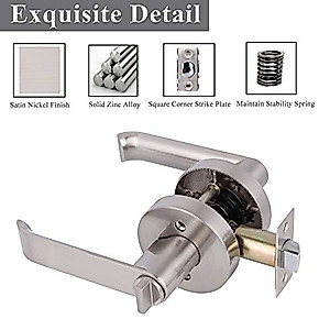 Probrico Heavy Duty Keyed Alike Entry Door Levers Entrance Door Locksets Satin Nickel Finished for Exterior Door and Front Door, 2 Pack