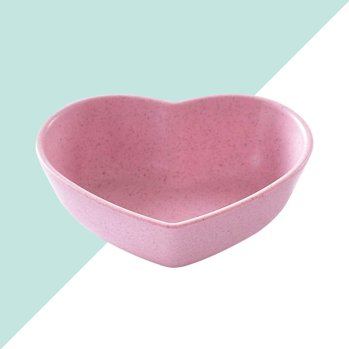 DOITOOL 4pcs Cute Heart Shaped Seasoning Dish Wheat Straw Love Sauce Dish Condiment Dishes Sushi Soy Dipping Bowl Snack Serving Dish for Wedding Valentines Day Party Decoration Pink
