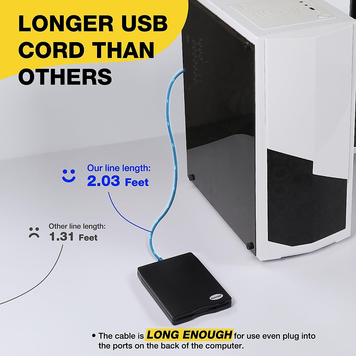 Floppy Disk Reader, External USB 2.0 & Type C Floppy Disc Reader, Portable 3.5 inch 1.44 MB Floppy Disk Drive for PC Laptop and Desktop with Windows 11/10/8/7/XP