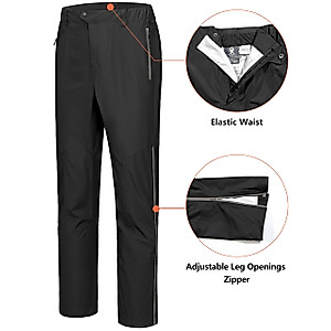 Little Donkey Andy Men's Waterproof Rain Pants Windproof Overpants Lightweight Outdoor Trousers for Hiking Golf Fishing Black XL