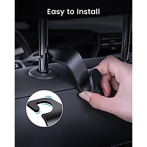 Ouzorp 4 Pack Car Seat Headrest Hooks, Hook Hanger Storage Organizer for Purse Coats Umbrellas Grocery Bags Handbag, Car Interior Accessories