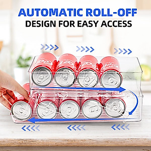 Xicennego Foldable Soda Can Organizer for Refrigerator，Beverage Can Dispenser for Fridge, Drink Can Holder Clear Plastic Storage Bin for Refrigertor, Pantry Cupboard, Office, Bathroom, Camper (1Pack)