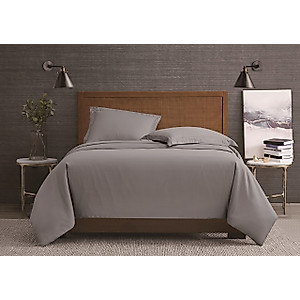 London Fog Garment Washed Solid Duvet Set Grey Microfiber 3-Piece King Duvet Set, Solid Themed, Adult and Teen, Oeko-TEX Certified