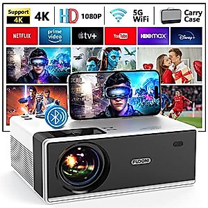 FUDONI Projector with 5G WiFi and Bluetooth, 2023 Upgraded Portable Movie Outdoor 1080P Full HD 400 ANSI Lumen Projector 4K Supported, Home Theater Media Video Projector for Phone/PC/USB/TV Stick/PS5