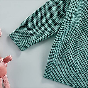 Toddler Baby Knit Sweater Kids Boy Girl Solid Color Long Sleeve Basic Pollover Top Fall Winter Warm Clothes（D-Green,12-24 Months