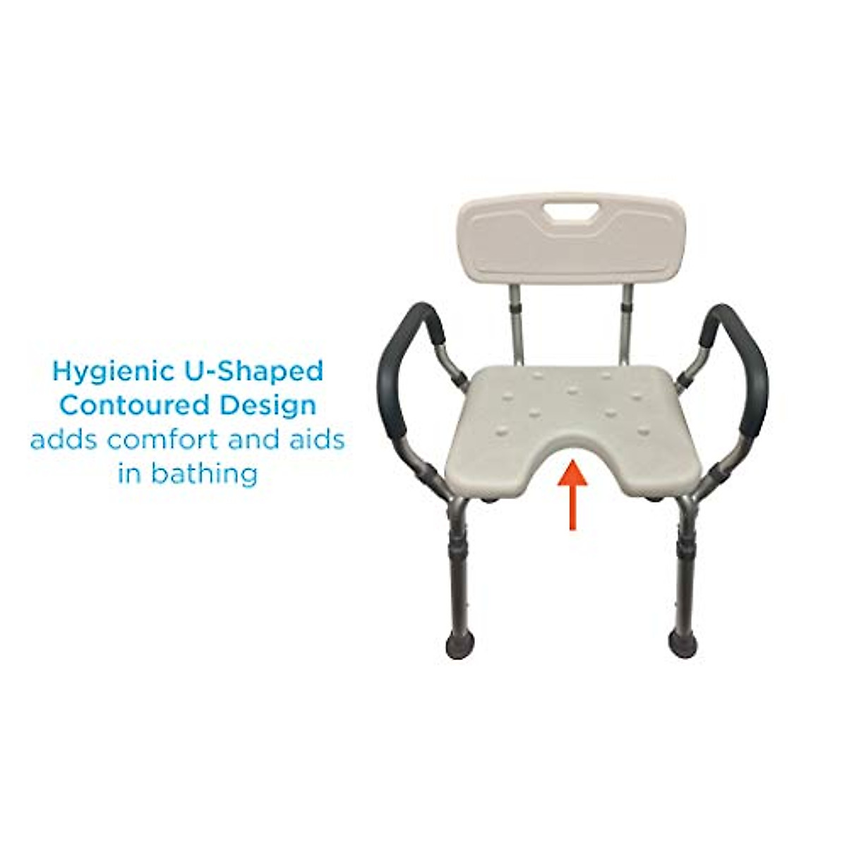 NOVA Medical Products Shower & Bath Chair with Back & Arms & Hygienic Design, White, 1 Count