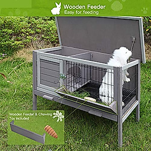 GUTINNEEN Indoor Rabbit Hutch Outdoor Bunny Cage Wooden Small Animal Cages with Slide Out Tray for Guinea Pig, Ferret