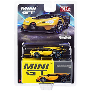 MINI GT Bugatti Vision Gran Turismo Yellow and Carbon 1/64 Diecast Model Car by True Scale Miniatures MGT00317