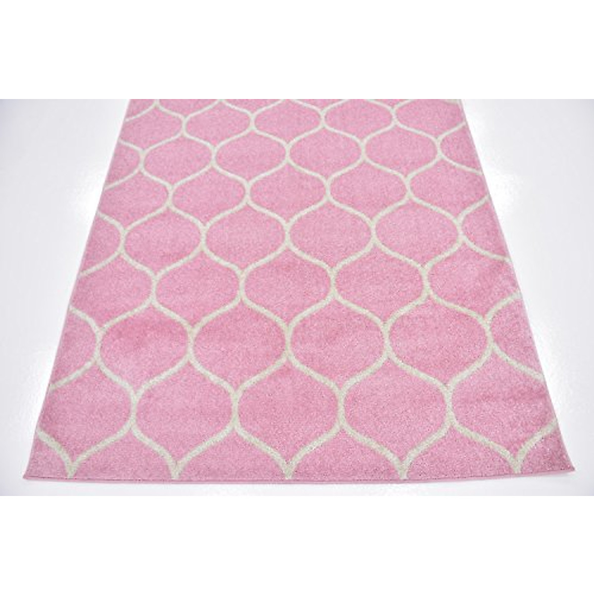 Unique Loom Trellis Frieze Collection Area Rug - Rounded (5' 1" x 8', Light Pink/ Ivory)