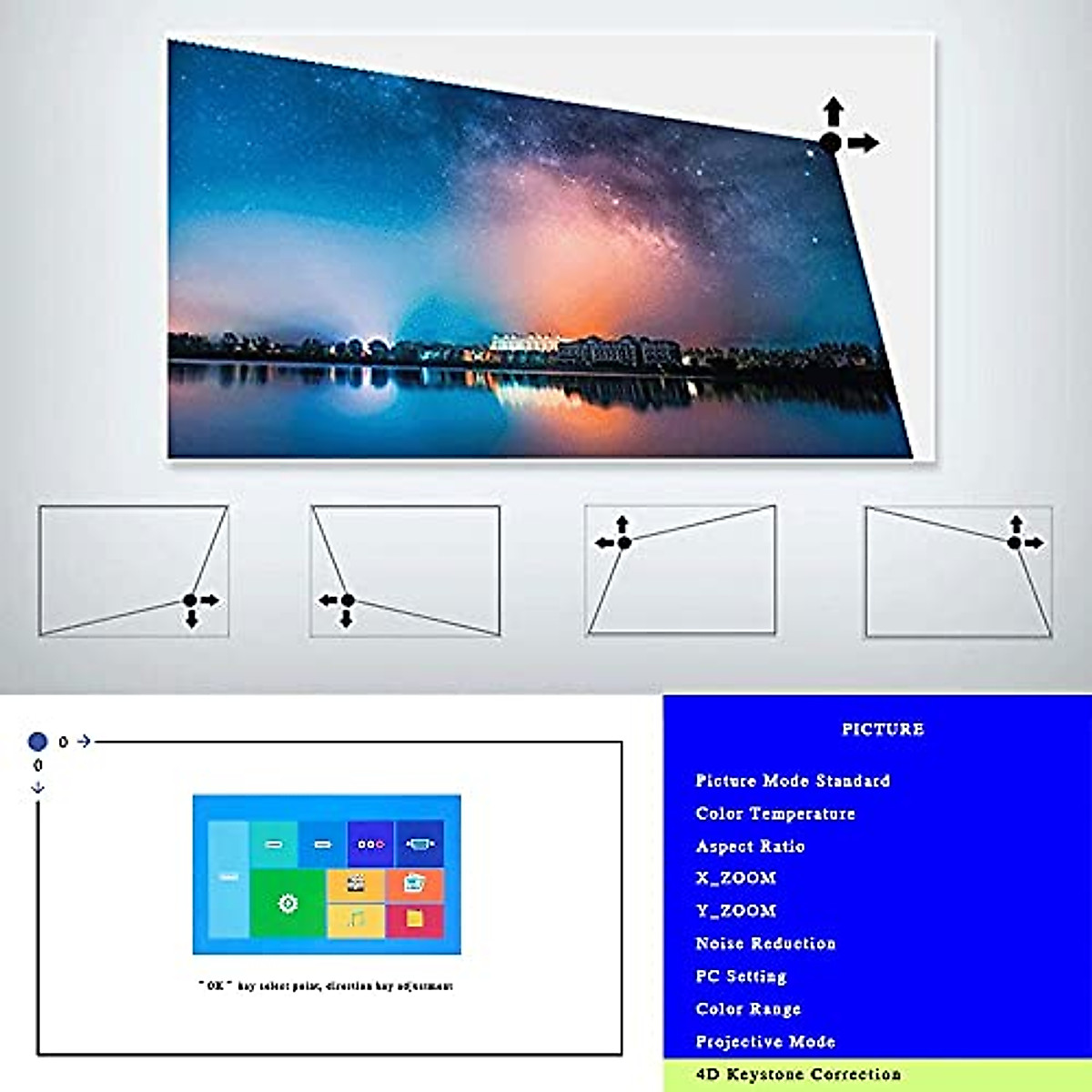 CXDTBH M8S Full 1080P Projector 4K 7000 Compatible AV USB with Gift ( Color : M8S-W )