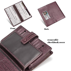 FT FUNTOR Women's Big Fat RFID Blocking Wallet Leather Zip Around Clutch Large Purse Phone Organizer Wristlet purple
