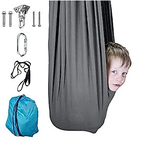 Sensory4u Indoor 360° Hardware Therapy Swing for Kids with Special Needs Snuggle Swing | Cuddle Hammock for Children with Autism, ADHD, Aspergers | Great for Sensory Integration (Gray Color)