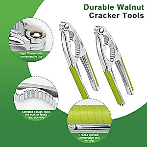 4 Pcs Walnut Cracker Tools, Windspeed Nut Crackers Three Opening Clips Nut Shell Openers Tools for Seafood Cracker, Lobster Crab Non-Slip Handle Shell Cracker with 2 Pcs Picks