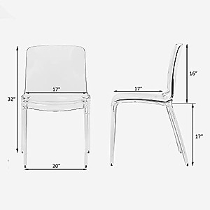 LeisureMod Adler Mid-Century Modern Dining Side Chair, Set of 2 (Clear)