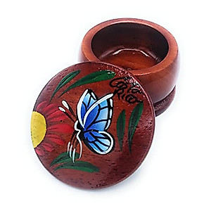 Kal Crafts - Wooden Jewelry Box - Handpainted Decor - Set of 1 Authentic Costarican Rainforest Jewelry Box - Artisanal - Storage Case for Earrings, Necklace and Rings (Butterfly)