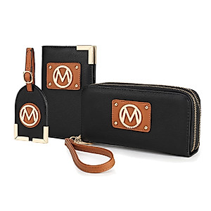 MKF Collection Women's Travel Gift 3 Piece Set - Wristlet Wallet -Passport Holder - Luggage Name Hang Tag