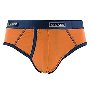 KicKee Menswear Solid Brief (XS, Nectarine with Navy)