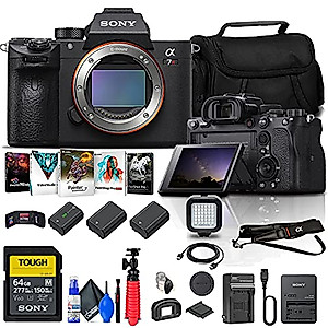 Sony Alpha a7R IVA Mirrorless Digital Camera (Body Only) (ILCE7RM4A/B) + 64GB Memory Card + Corel Photo Software + Case + 2 x NP-FZ100 Compatible Battery + Charger + LED Light + More (Renewed)