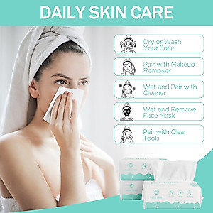 Tahoe Trails Disposable Face Towel, Soft Dry Wipe, Lint Free, Dry Wet Use for Sensitive Skin, 80Count Cotton Facial Tissue, Makeup Removing, Surface Cleaning 5.91 * 7.87inch, 80