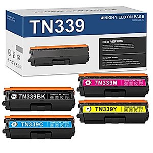 4 Pack TN339 TN-339 (TN-339BK TN-339C TN-339M TN-339Y) Toner Cartridge Set Replacement for Brother HL-L8350CDW HL-L8250CDN HL-L8350CDWT MFC-L8850CDW MFC-L8600CDW Printer (1BK+1C+1M+1Y)