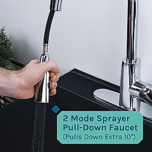 Laundry Sink Utility Tub With High Arc Metal Pull Down Faucet By JS Jackson Supplies Parent (Chrome Faucet, Black Tub)