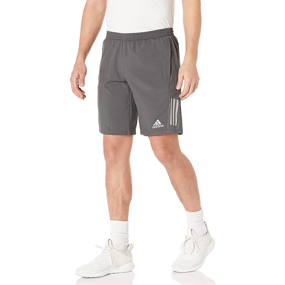 adidas Men's Standard Own The Run Shorts, Grey Six/Reflective Silver, Medium