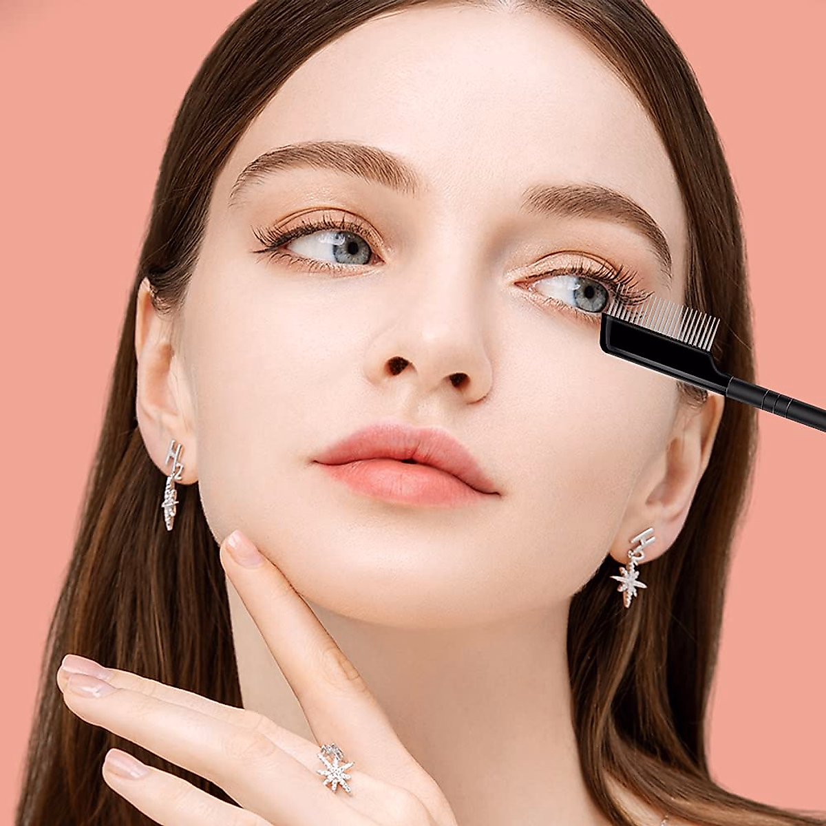 Eyelash Comb Dust2oasis Eyelash Separator Curler 2 Pcs, Eyelash Brush with Metal Teeth Mascara Separated Lash Comb, Eyebrow Brush Comb -Black