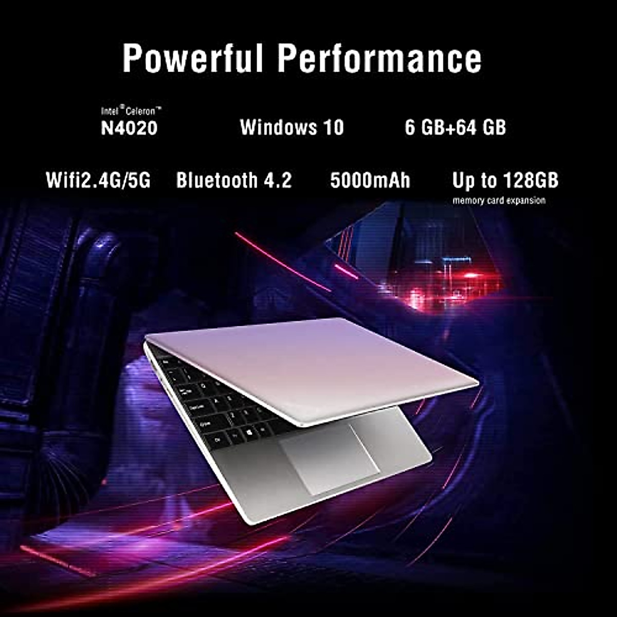 Ruzava 14" Laptop 6GB RAM 64GB Storage Support 1TB SSD Expansion Traditional Laptops Win 10 2.4G+5G WiFi Bluetooth 4.2 USB HDMI 1920x1080 FHD WOZIFAN with Wireless Mouse for Work Study -Silver