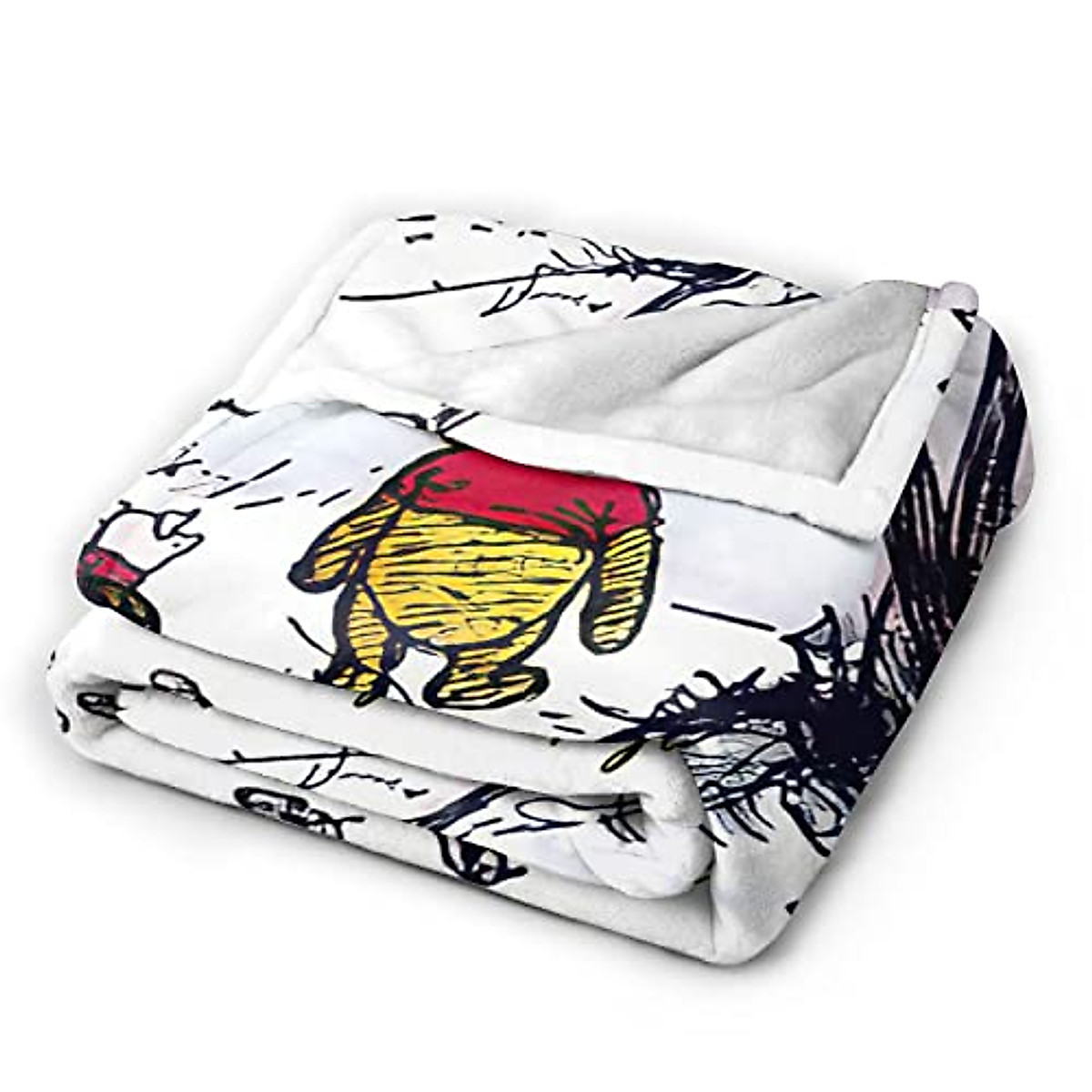 Jvolxui Cute Cartoon Bear Blanket Super Soft Flannel Blanket Luxury Warm Plush Bedding for Sofa Living Room Bedroom, Black2, S 50''x40''