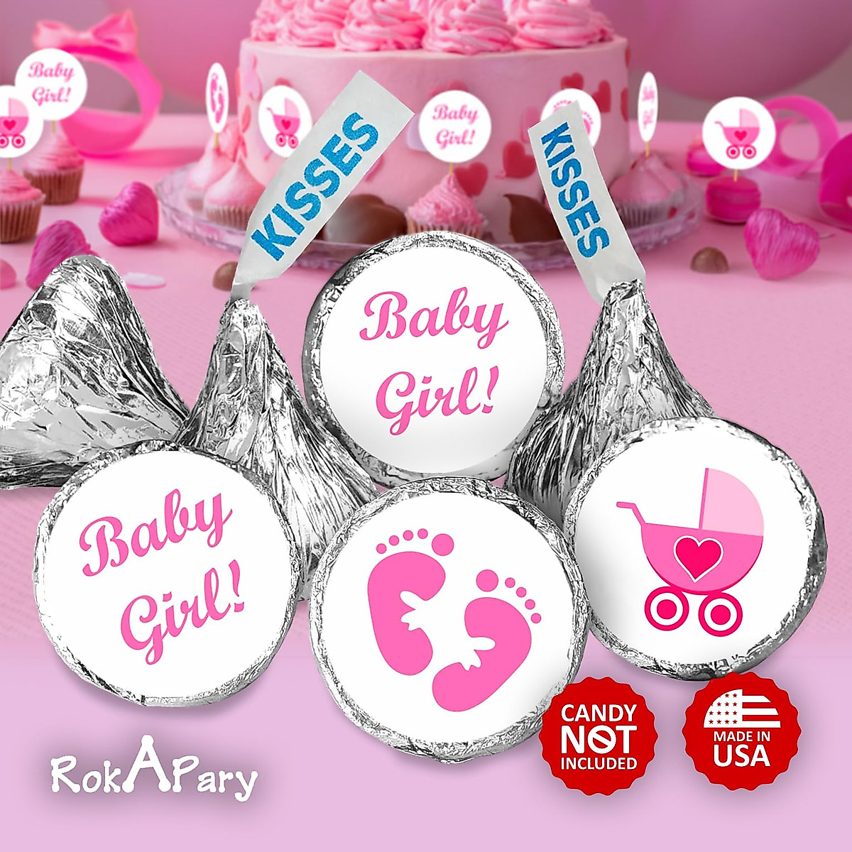 324 Pink Its a Girl Baby Shower Favors Stickers for Baby Shower Or Baby Sprinkle Party Decorations, Baby Shower Kisses Stickers, Baby Shower Pink Favors Labels, Its a Girl Kisses. Made in USA