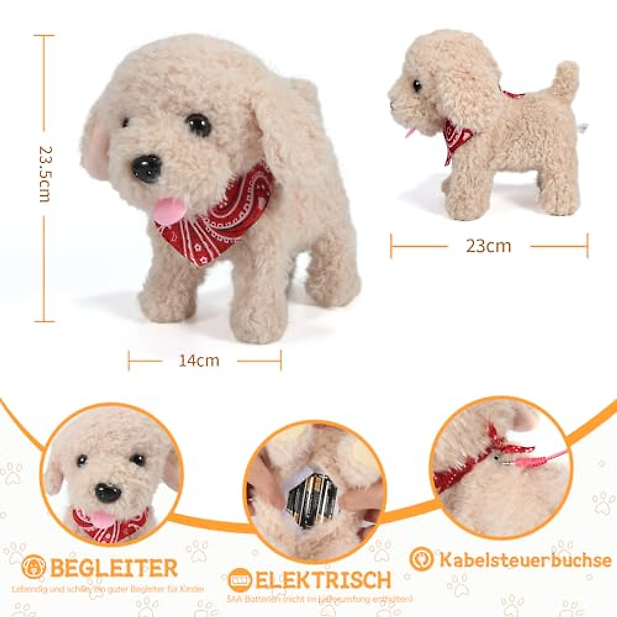 GOBRILLFUN Interactive Plush Puppy Toy with Remote Control - Electronic Stuffed Animal Dog can Walks, Barks & Wags Tail, 10 Pcs Pet Care Playset, Realistic and Fun for 3-6-Year-Old Kids