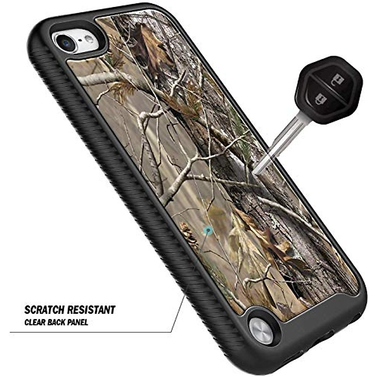 E-Began Case with Built-in Screen Protector for iPod Touch 7, iPod Touch 5/6, Full-Body Protective Shockproof Rugged Black Bumper Cover Durable Case for iPod Touch 7th/6th/5th Generation -Camo