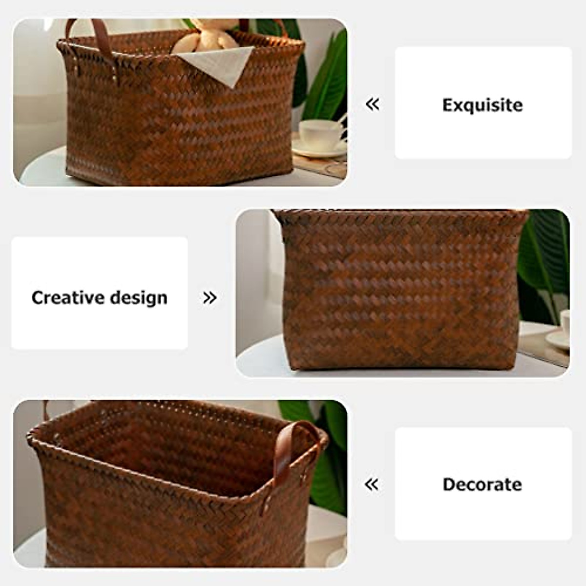 Cabilock Storage Baskets for Shelves Bread Basket Imitation Rattan Woven Basket Laundry Basket Laundry Holder Laundry Storage Basket Wicker Baskets Decoration Storage Containers