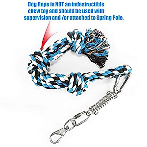 DIBBATU Spring Pole Dog Rope Toys with a Big Spring Pole Kit, Strong Dog Rope Toy and a 16ft Rope for Pitbull & Medium to Large Dogs Outdoor Hanging Exercise Rope Pull & Tug of War Toy-Muscle Builder
