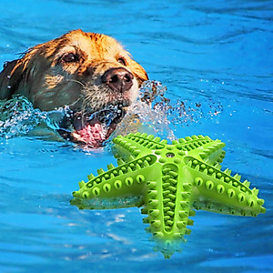 2021Dog Toothbrush Chew Toys for Aggressive Chewers Large Breed ,Squeaky Talking Dogs Toy ,Rubber Indestructible Tough Teeth Cleaning Stick for Small Dogs Dental Care (Green)