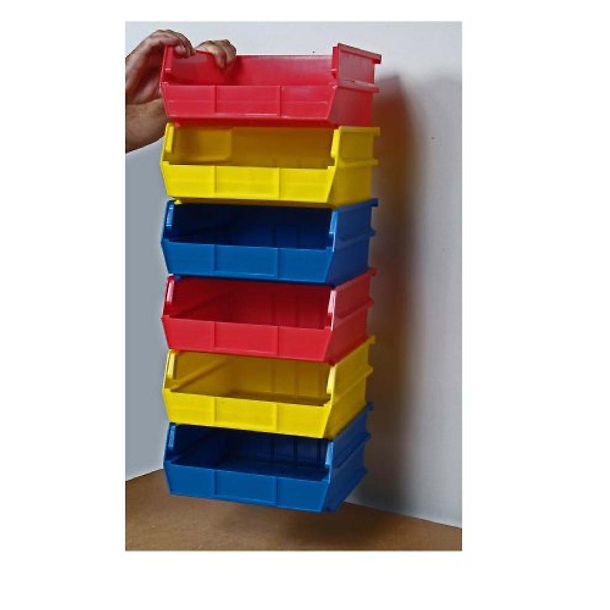 Triton Products 3-235R LocBin Stacking, Hanging, Interlocking Polypropylene Bins 10-7/8-Inch L by 11-Inch W by 5-Inch H Red 6 CT