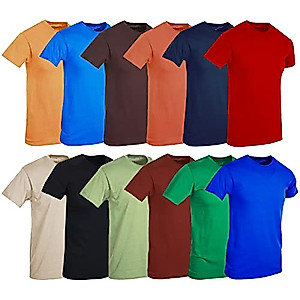 SOCKS'NBULK 12 Pack Mens Cotton Crew Tshirts, Assorted Wholesale Sleeve Tee Shirts (Mix Short Sleeve B, 2X-Large)