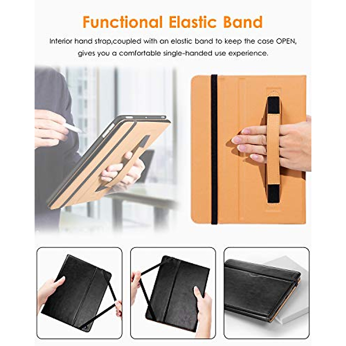 DTTO for iPad Mini 5th Generation 2019 Case, [Noble Series] Leather Folio Cover Case with Apple Pencil Holder for iPad Mini 5 2019 [Auto Sleep/Wake], Black