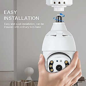 EVERSECU 2K 4MP Light Bulb Security Camera, Outdoor Waterproof, 360° View, 2.4G WiFi&Wireless, Motion Detection, Auto Tracking, 2 Way Audio, Color Night Vision, Work with Alexa Google, Siren Alarm