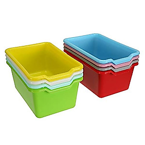 WUWEOT 8 Pack Scoop-Front Storage Bins, Easy-to-Grip Design Multipurpose Stackable Plastic Storage Cubbies For Classroom, Nursery, Playrooms And Home Organization