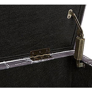 FIRST HILL FHW Endora Rectangular Fabric Storage Ottoman with Script-Style Pattern - Storm Grey