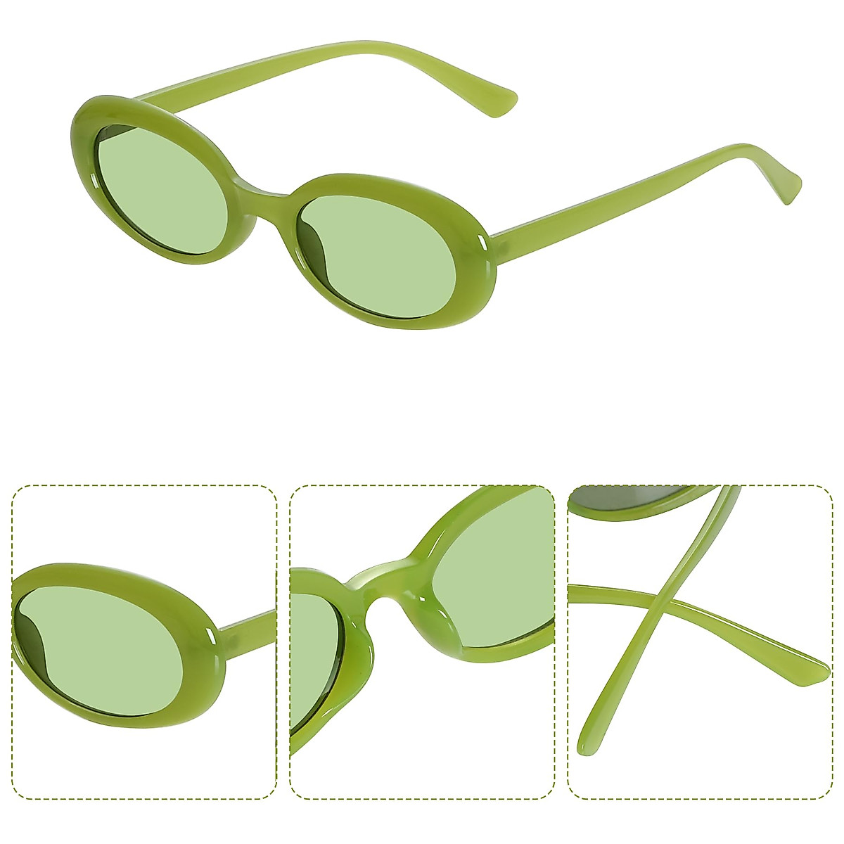 obmwang 6 Pieces Retro Oval Sunglasses for Women Vintage Trendy Narrow Sunglasses 90s Sunglasses Polarized UV400 Protection