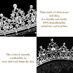 COCIDE Silver Tiaras and Crowns for Women Crystal Headband for Girl Clear Rhinestone Hair Accessories for Bride Wedding Bridal Prom Birthday Party Queen Princess Decorations Halloween Costume Cosplay