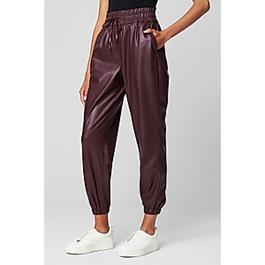 [BLANKNYC] Women's Vegan Leather Jogger, Grape Shake, Medium