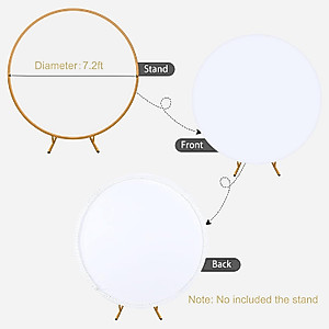 7.2ft Pure White Round Backdrop Cover for 7ft /7.2ft Circle Stand, Wrinkle Free Stretchy Circle Arch Round Backdrop Cover for Party Wedding Birthday Baby Shower Photography